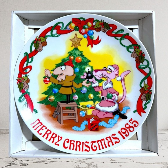 Dining | Vintage 1985 Pink Panther Fourth Annual Christmas Plate 1675 ...